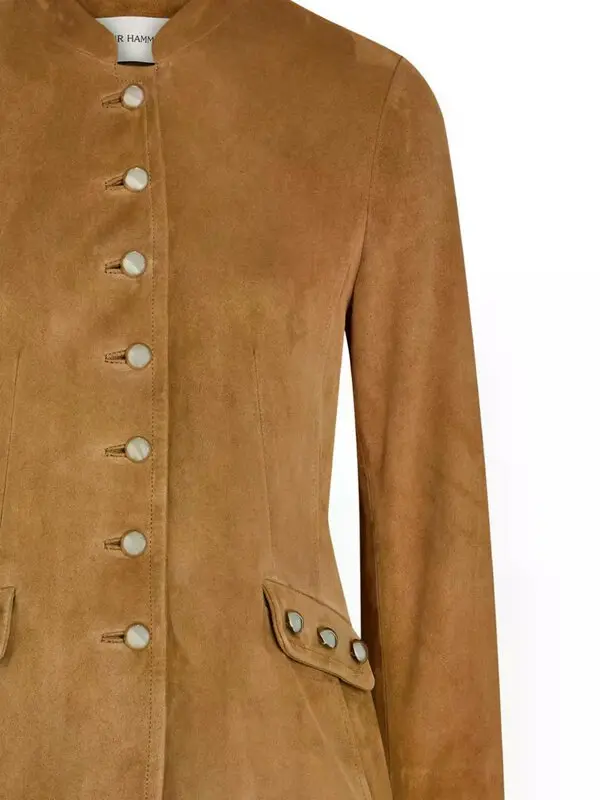 Nour Hammour Mandarin-collar Suede Jacket