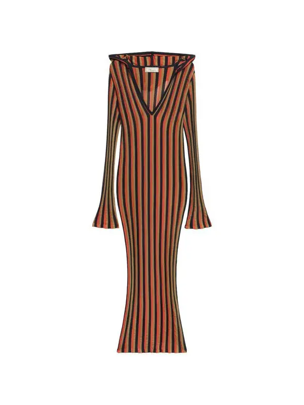 Blumarine Striped Hooded Knit Dress - Black