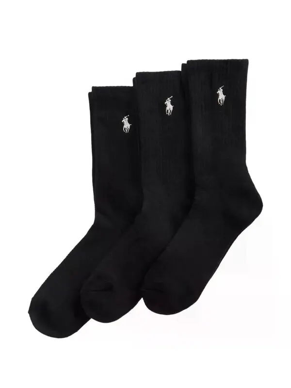 Polo Ralph Lauren Cushioned Sport Crew Embroidered Socks - Black