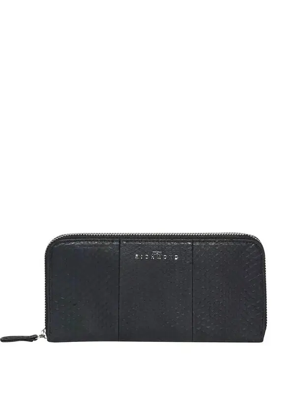 John Richmond Textured Zip Wallet - Black
