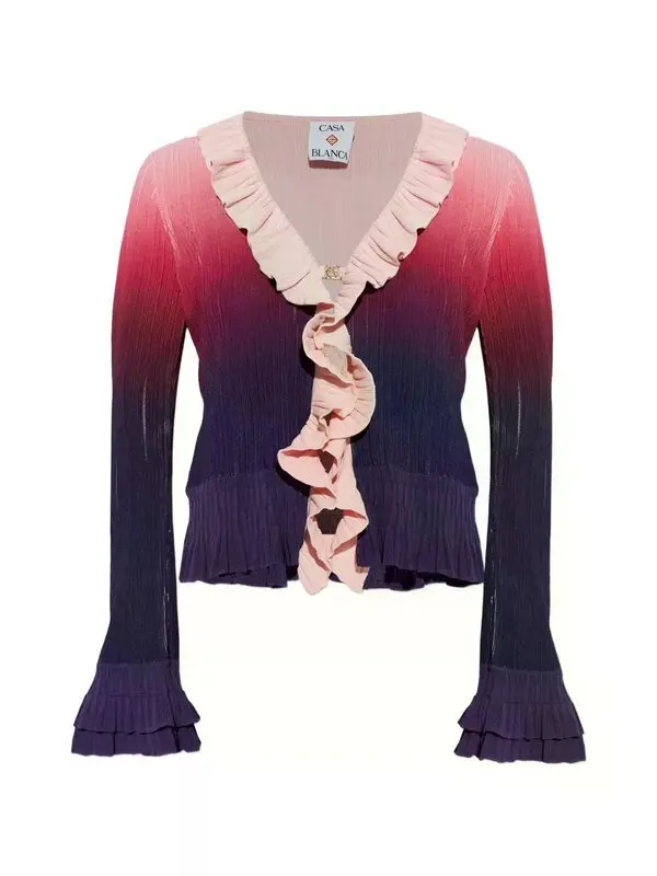 Casablanca Gradient-effect Ruffled Cardigan