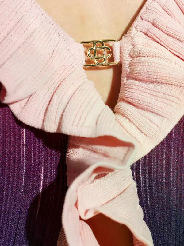 Casablanca Gradient-effect Ruffled Cardigan