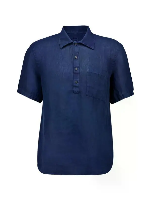 120% Lino Button Regular Fit Shirt - Blue
