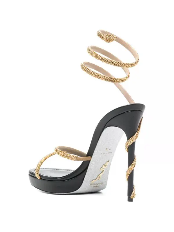 Rene Caovilla Margot Spiral Embellished Sandals - Black