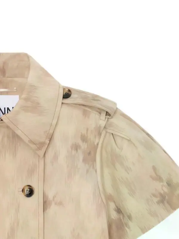 GANNI Double-breasted Short-sleeve Jacket - Neutrals