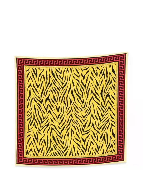 Versace 1990s Zebra-print Silk Scarf - Yellow