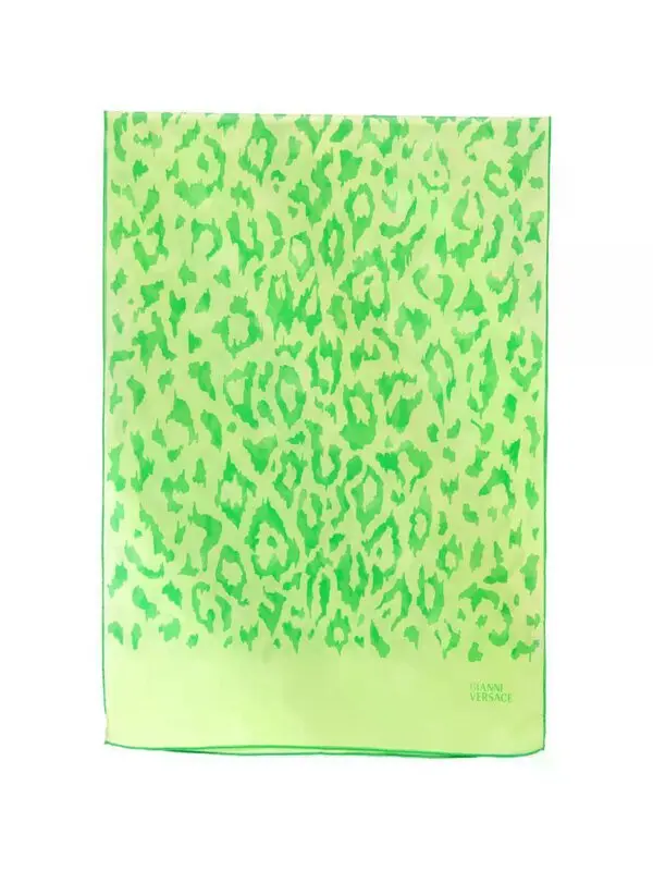 Versace 1990s Animalier Silk Scarf - Green