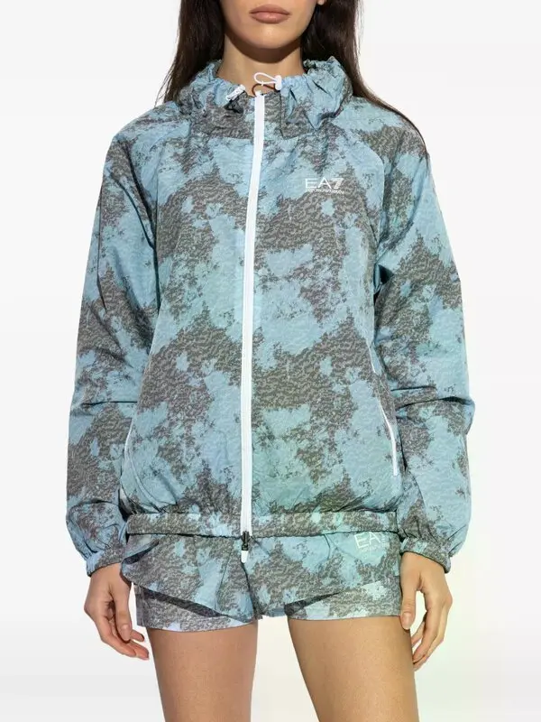 EA7 Patterned Hooded Jacket