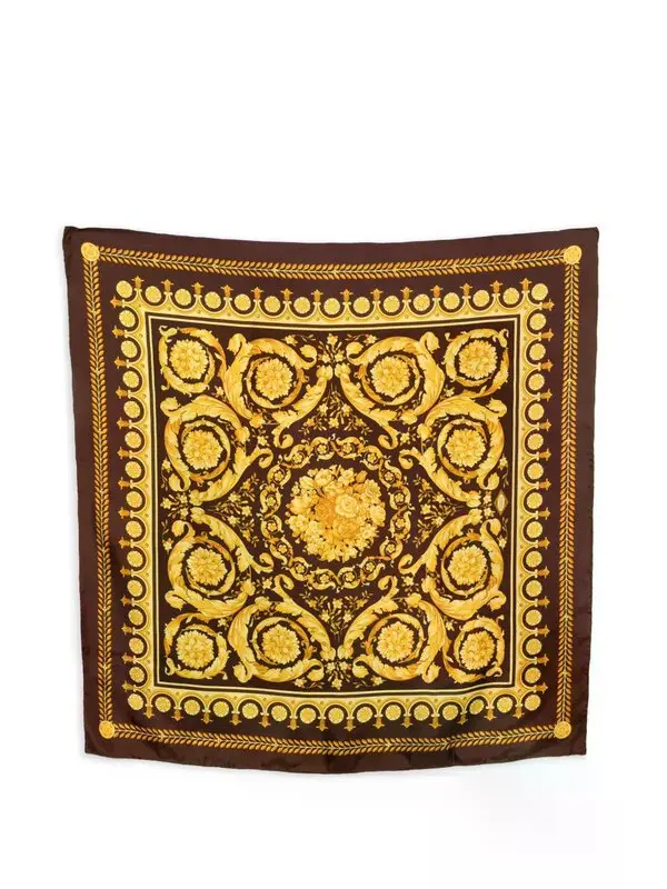 Versace 1990s Floral-print Scarf - Brown