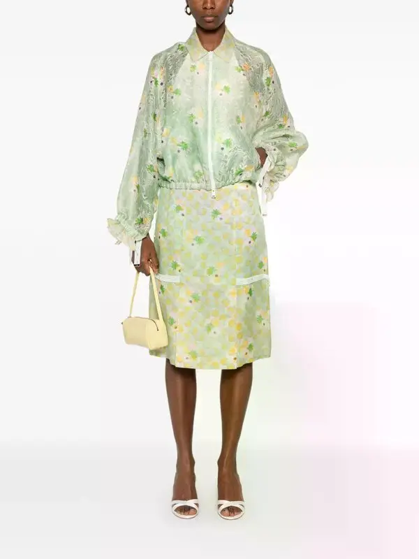 Fendi Floral-print Pocket Midi Skirt - Green