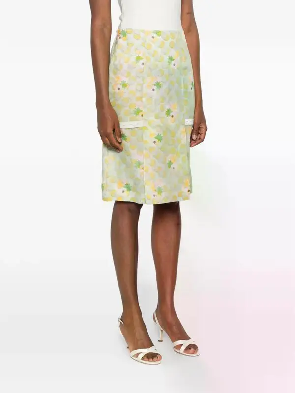 Fendi Floral-print Pocket Midi Skirt - Green