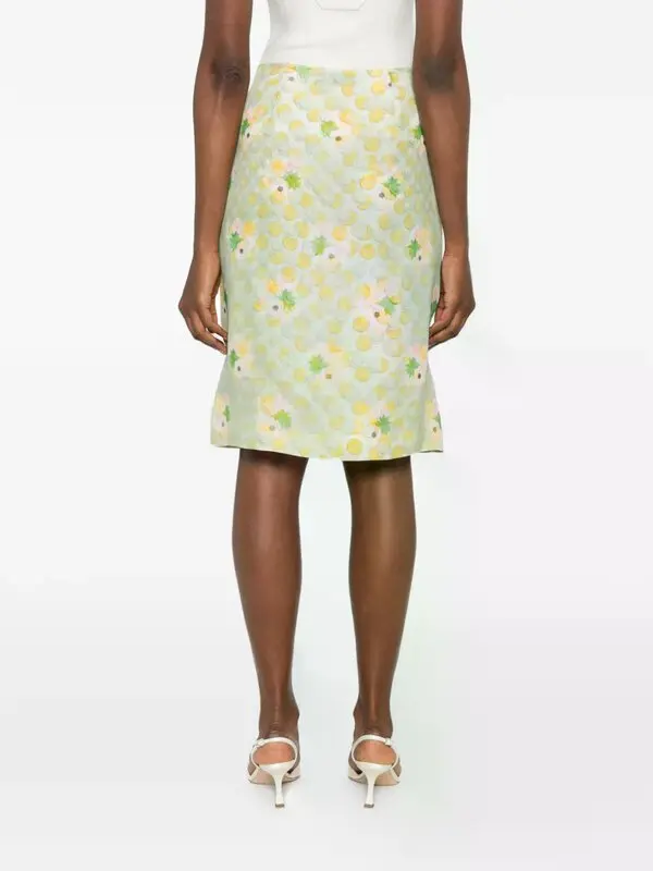 Fendi Floral-print Pocket Midi Skirt - Green