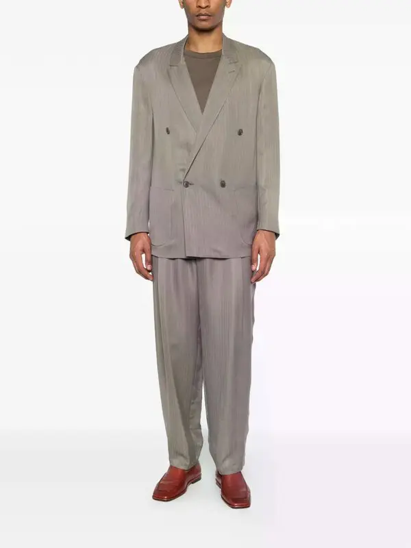 Giorgio Armani Double-breasted Herringbone Suit - Grey