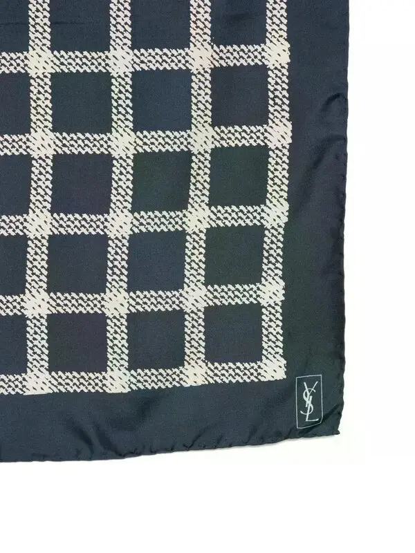 Saint Laurent 1990s Printed Scarf - Blue