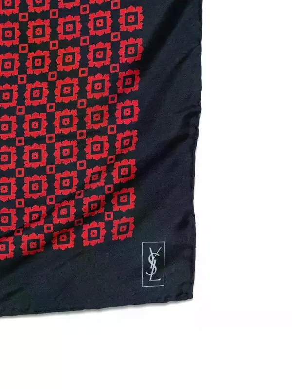 Saint Laurent 1990s Geometric Silk Scarf - Blue