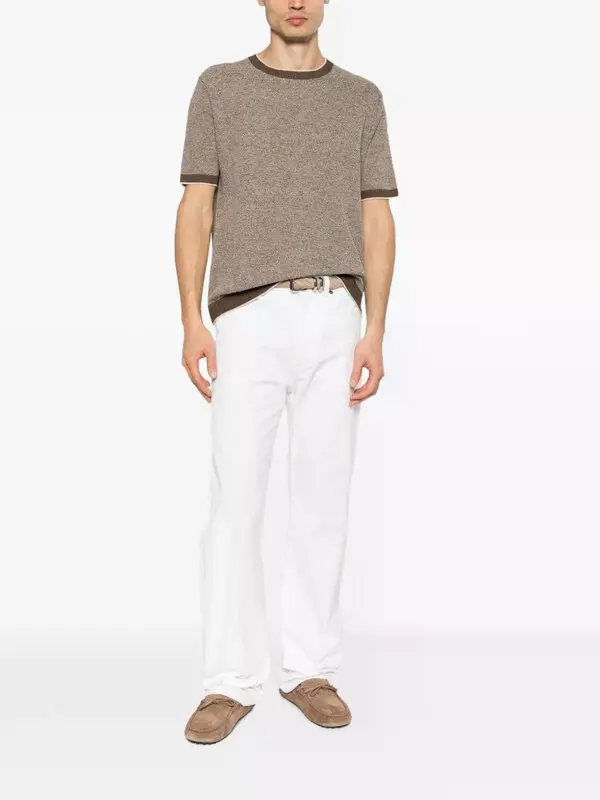 Canali Trimmed Short-sleeve T-shirt - Brown