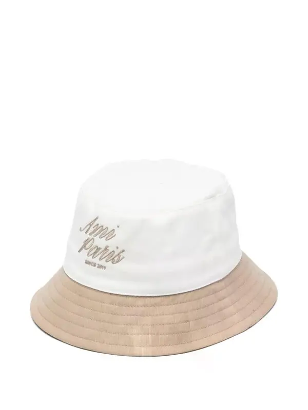 Ami Logo-embroidered Bucket Hat - Neutrals