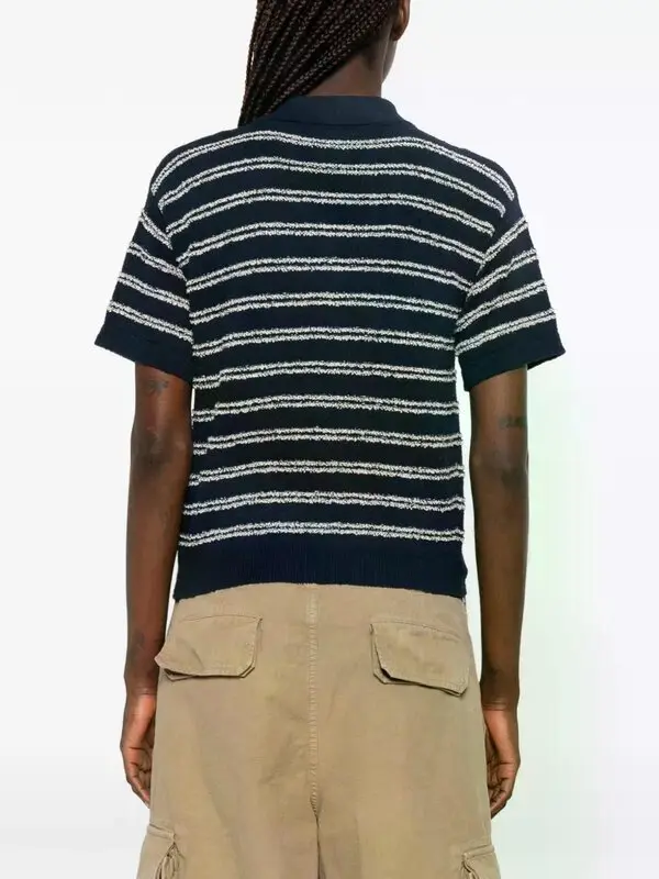 Moncler Striped Embroidered Polo Shirt