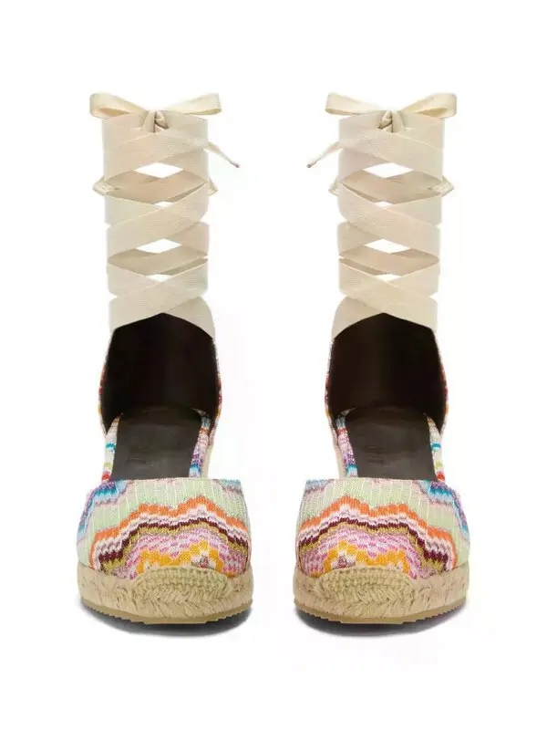 Missoni Zigzag Lace-up Espadrilles - Green