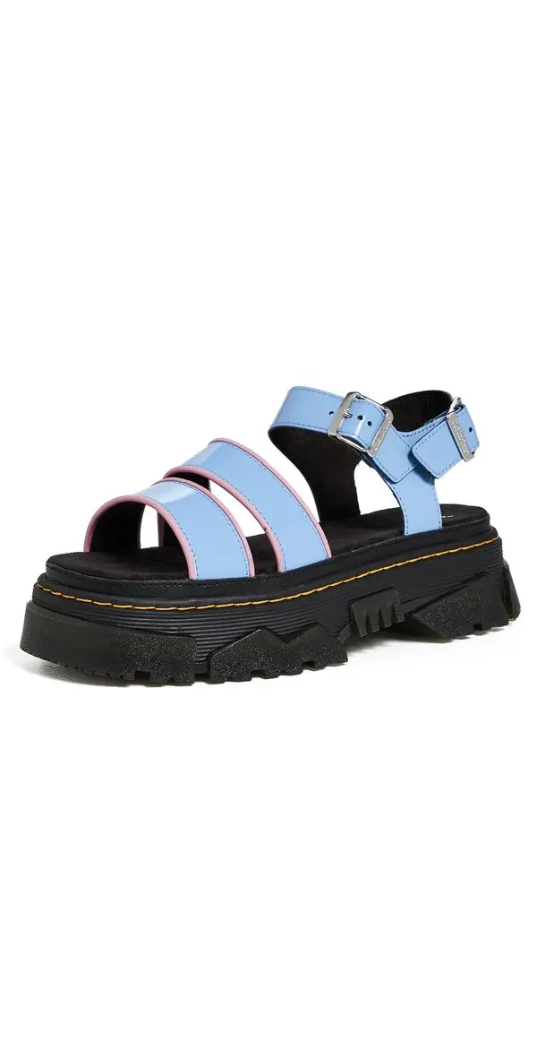 Dr. Martens Mattison Open Toe Sandals - Cornflower Blue Soft Patent