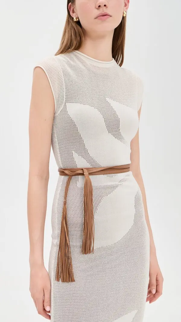 B-low The Belt Coraline Fringe Leather Wrap Belt - Cuoio
