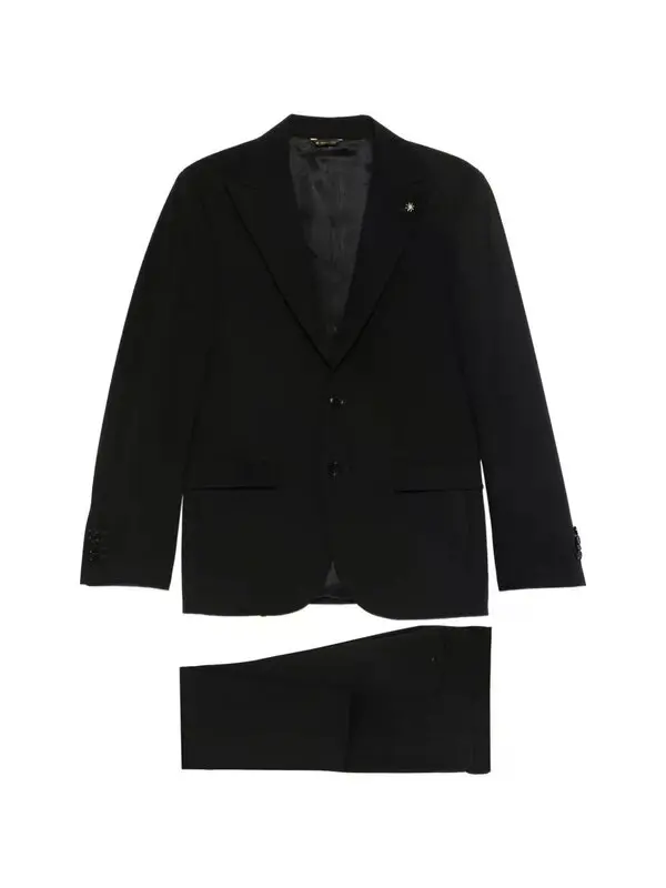 MANUEL RITZ Lapel-appliqué Single-breasted Suit - Black