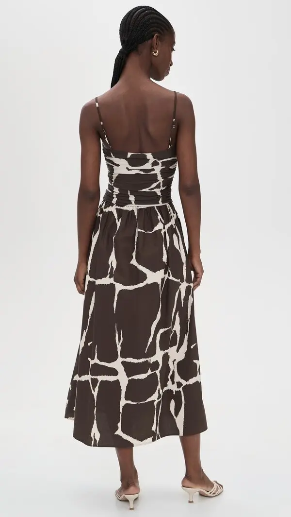 Rails Fisher Abstract Print Ruched Bodice Midi Dress