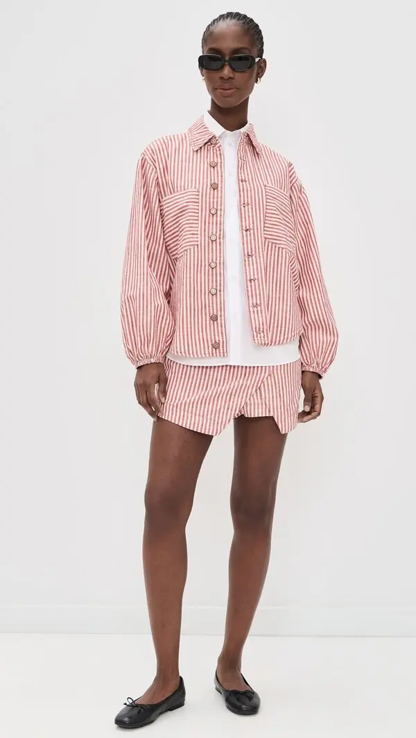 DRESS TO Striped Twill Shirt Jacket