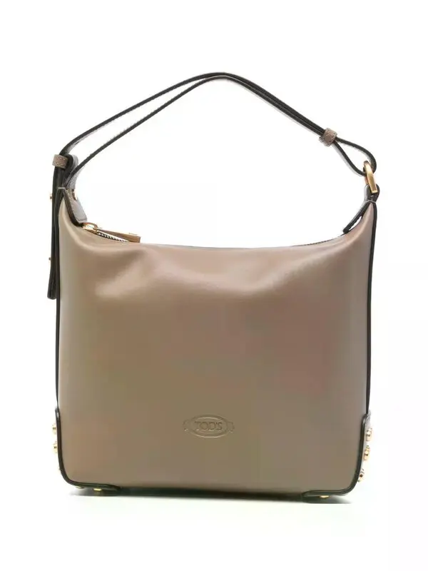 TOD'S Medium Studded Leather Bucket Bag - Brown