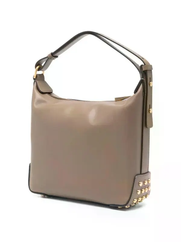 TOD'S Medium Studded Leather Bucket Bag - Brown