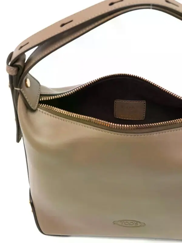 TOD'S Medium Studded Leather Bucket Bag - Brown