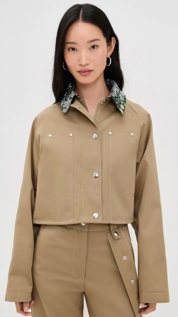 MSGM Floral Brocade Collar Jacket - Beige