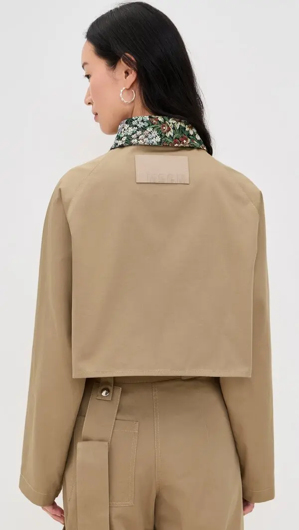 MSGM Floral Brocade Collar Jacket - Beige