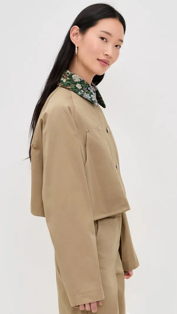 MSGM Floral Brocade Collar Jacket - Beige