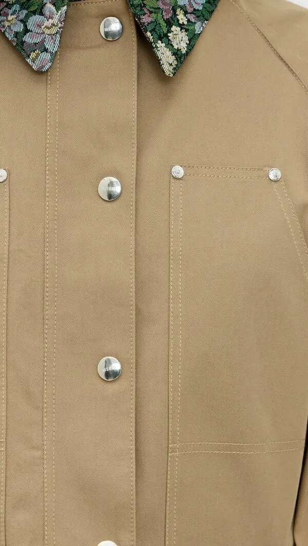 MSGM Floral Brocade Collar Jacket - Beige