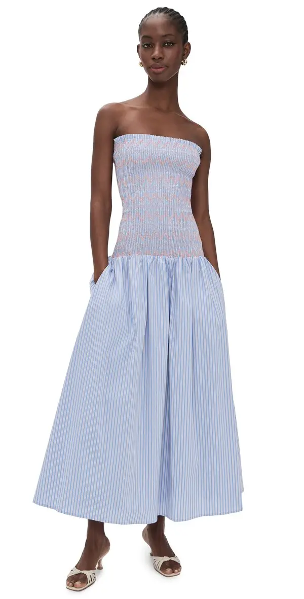 Line & Dot Eleni Strapless Smocked Maxi Dress