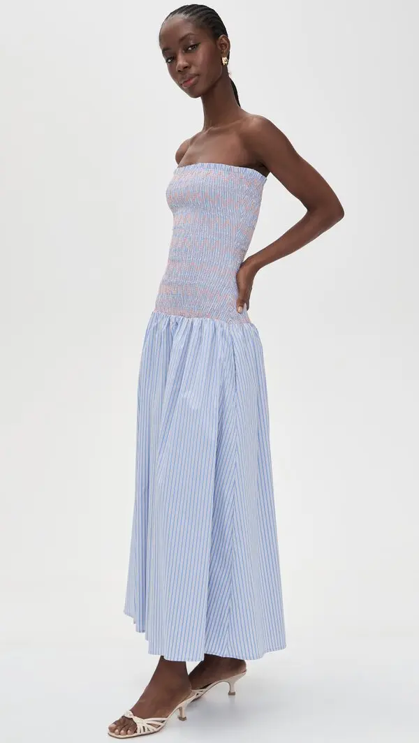 Line & Dot Eleni Strapless Smocked Maxi Dress