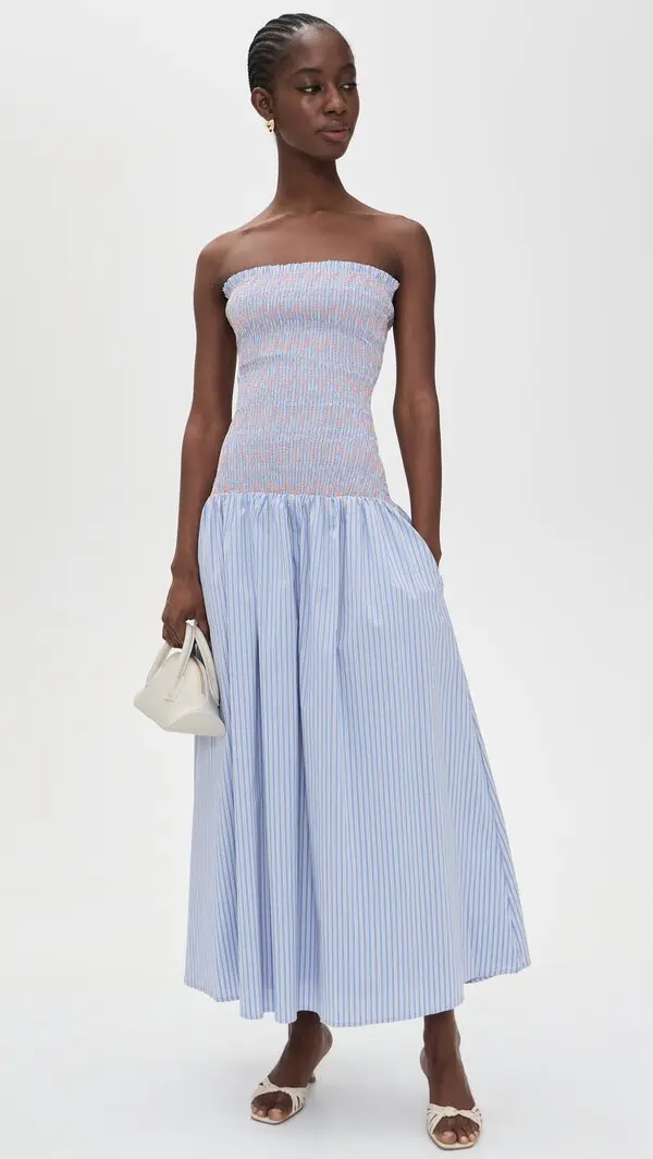 Line & Dot Eleni Strapless Smocked Maxi Dress