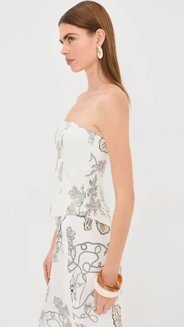 ISLA & WHITE Obelia Strapless Floral Print Top