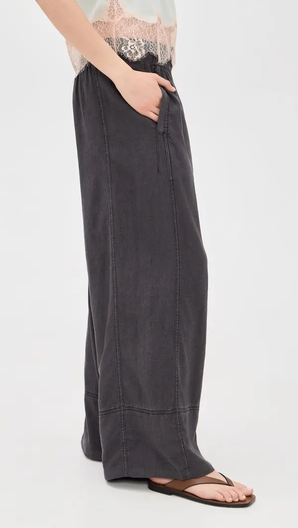Free People Days End Pull-on Wide Leg Pants - Black