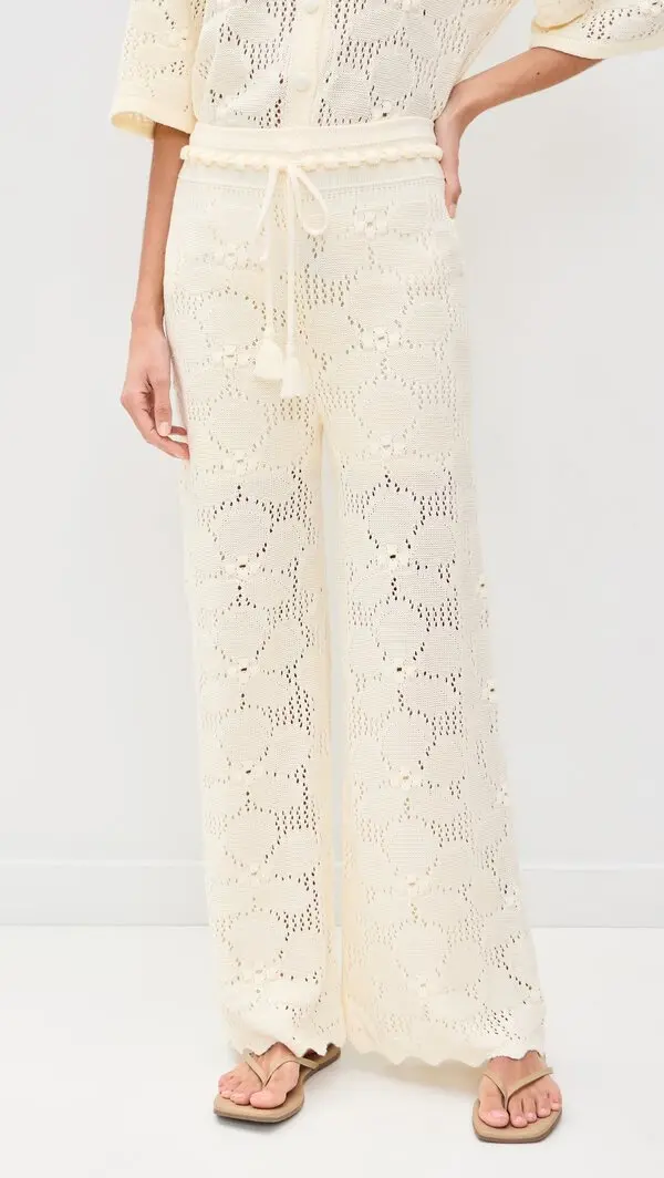 DRESS TO Floral Crochet Wide Leg Pants