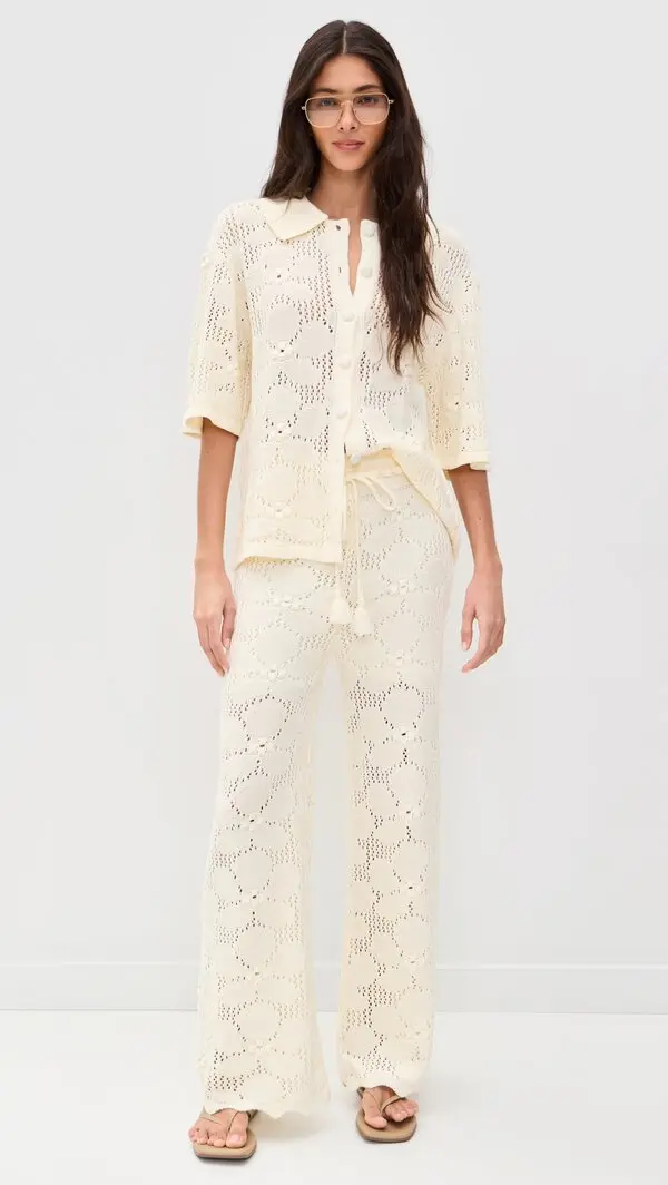 DRESS TO Floral Crochet Wide Leg Pants