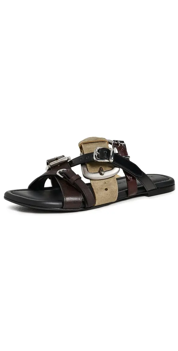 Acne Studios Beltie Leather Sandals - Multi Brown