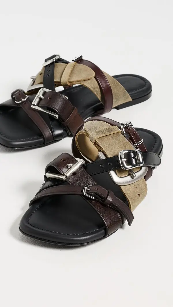 Acne Studios Beltie Leather Sandals - Multi Brown