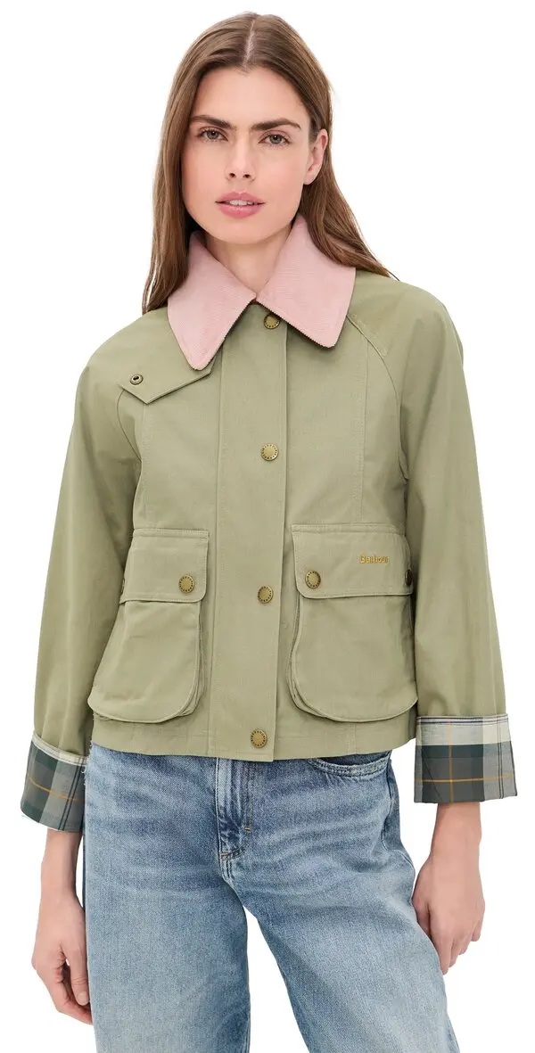 Barbour Cropped Beadnell Casual Jacket - Bleached Olive/ancient