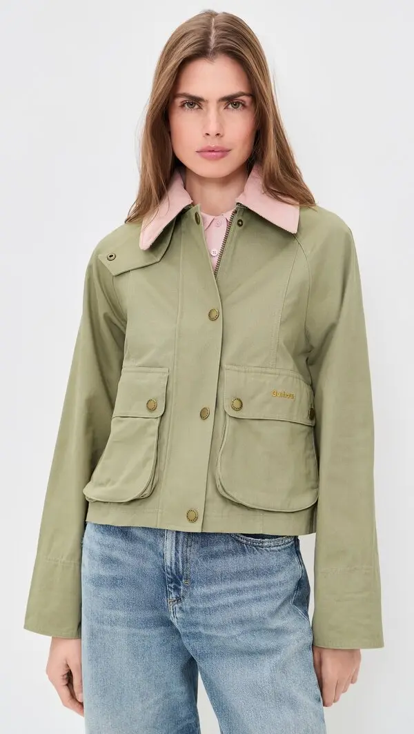 Barbour Cropped Beadnell Casual Jacket - Bleached Olive/ancient