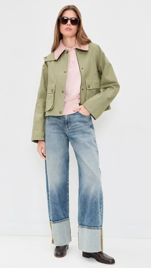 Barbour Cropped Beadnell Casual Jacket - Bleached Olive/ancient