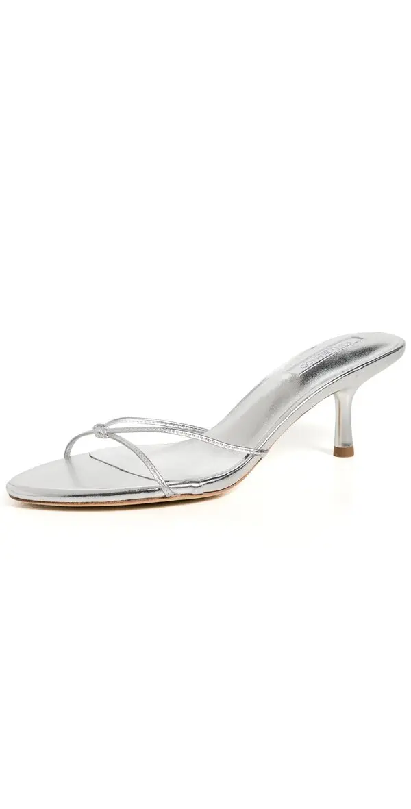 TONY BIANCO Dana Heeled Mules - Silver Nappa Metallic