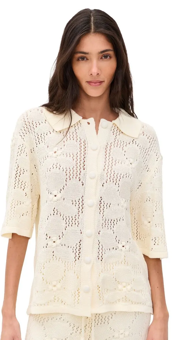 DRESS TO Floral Crochet Shirt