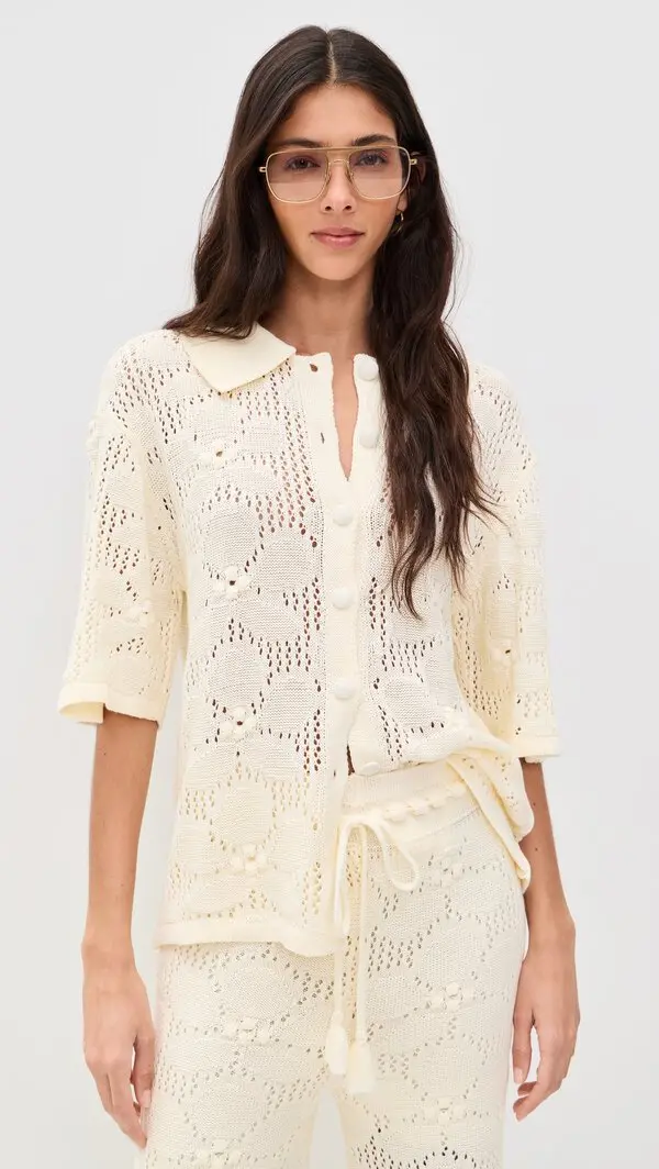 DRESS TO Floral Crochet Shirt